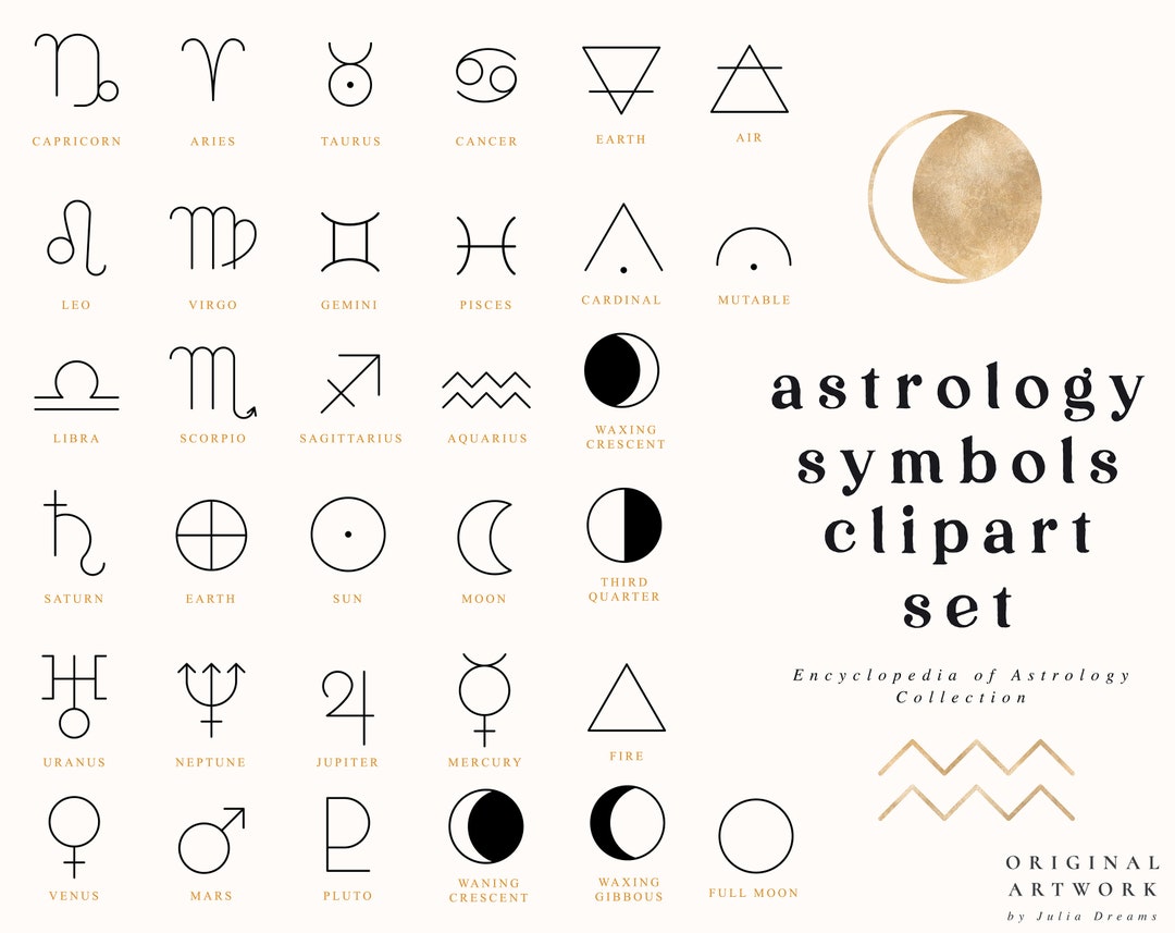 Astrology Zodiac Signs Clipart Set - Zodiac Symbols - Instant Download ...