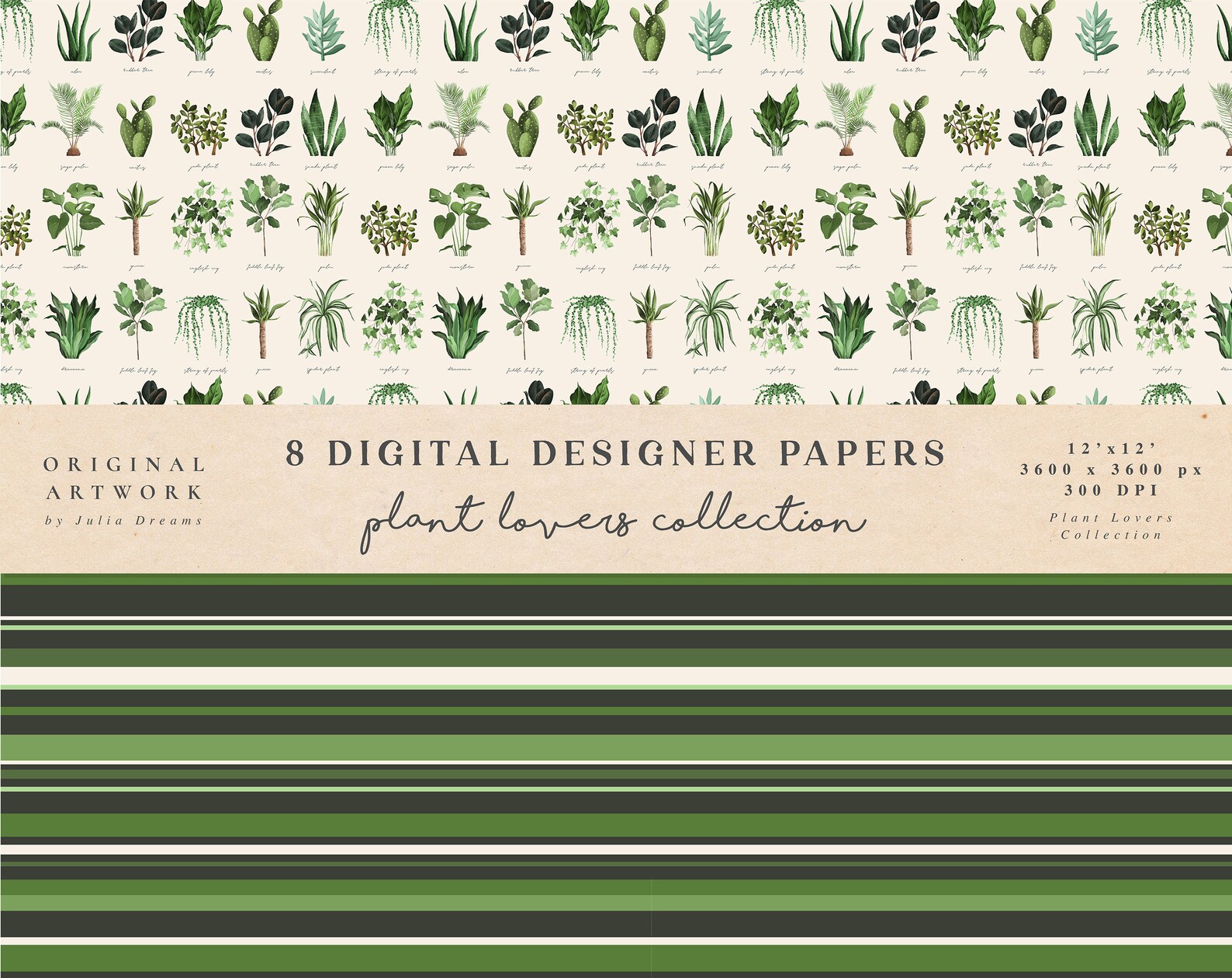 Plant Lovers Digital Papers - House Plants Clipart - Gardening Download ...