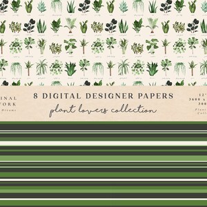 Plant Lovers Digital Papers - House Plants Clipart - Gardening Download ...