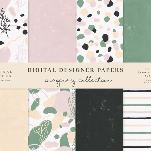Digital Scrapbook Paper Set Printable Backgrounds Textures - Etsy