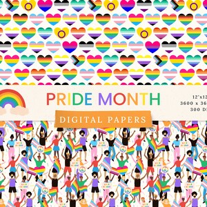 Pride Month Digital Papers - Commercial Use - Scrapbook Paper ...