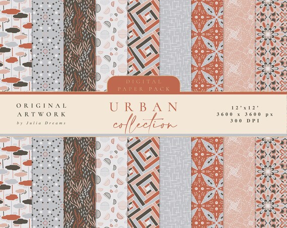 Urban Digital Paper Scrapbook Papers Seamless Patterns | Etsy