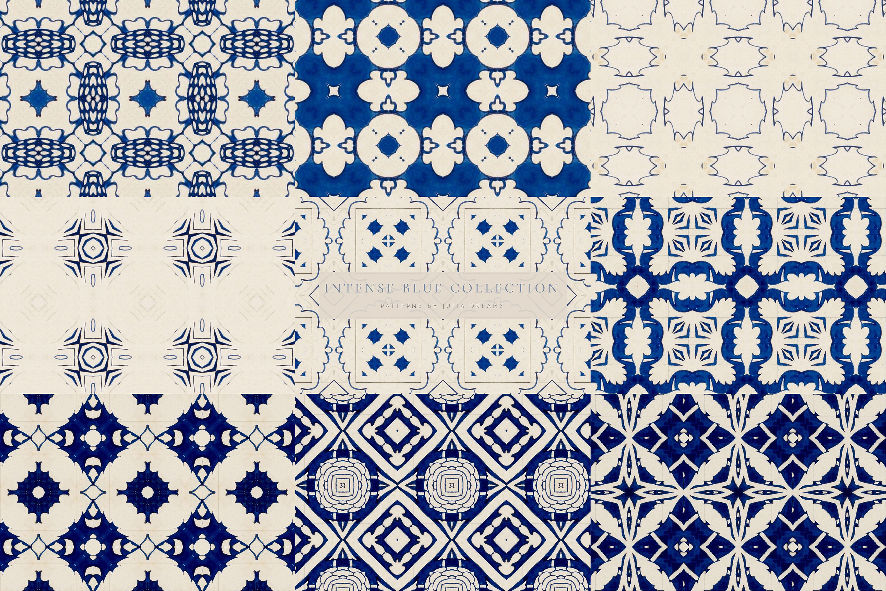 Intense Blue Digital Paper - Scrapbook Papers - Seamless Patterns ...
