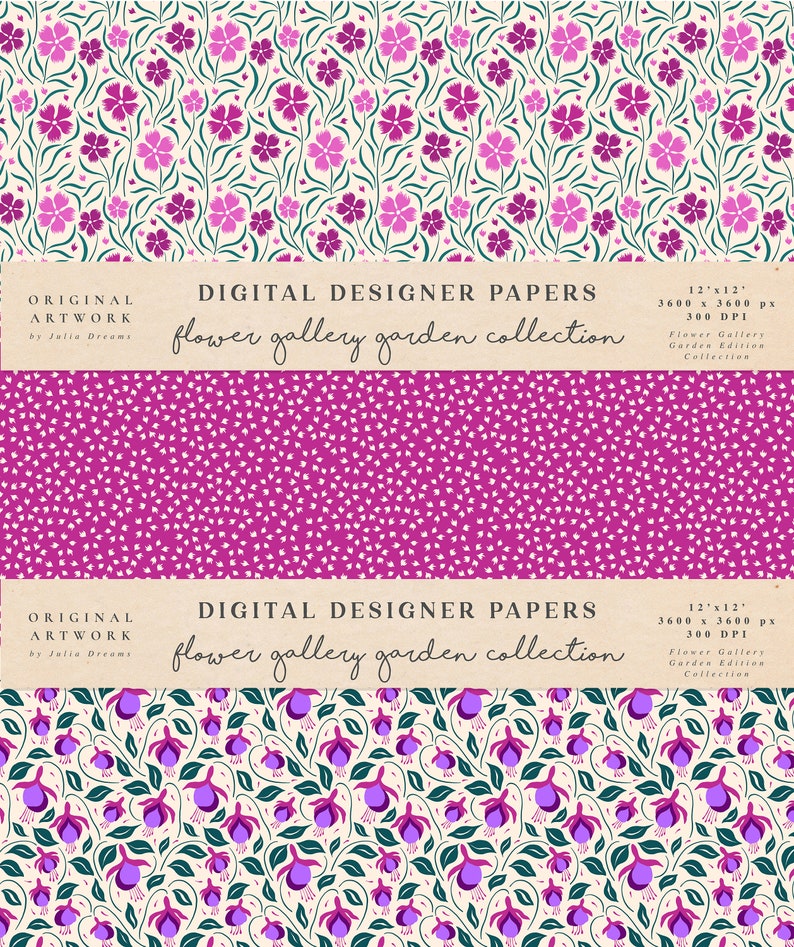 Flower Gallery Garden Digital Papers - Part 1 - Scrapbook Paper ...
