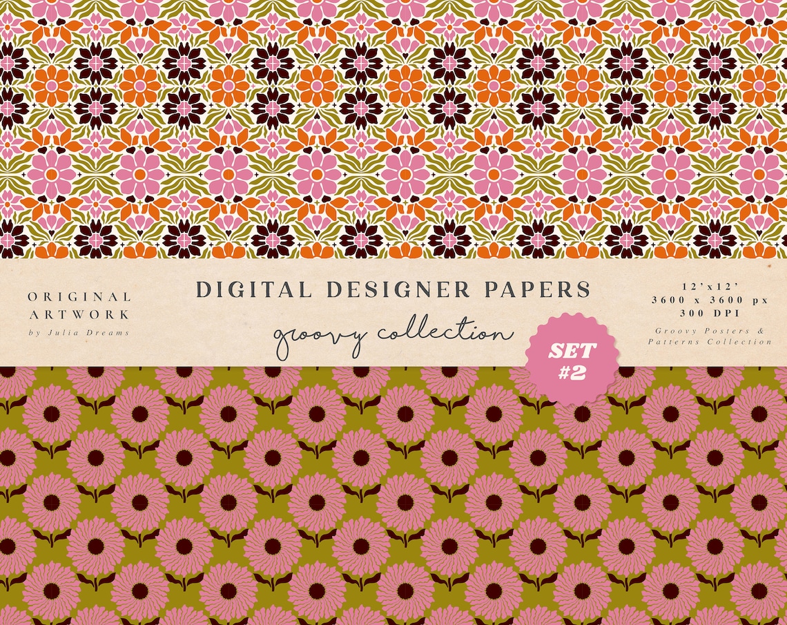 70s Style Digital Papers Commercial Use Scrapbook Paper - Etsy
