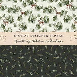 Watercolor Forest Digital Paper - Scrapbook Papers - Seamless Patterns ...