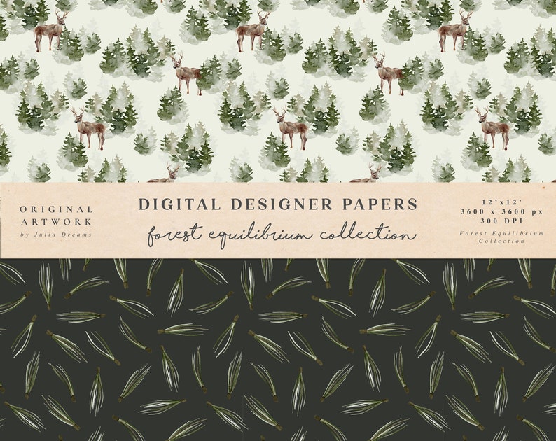 Watercolor Forest Digital Paper Scrapbook Papers Seamless - Etsy