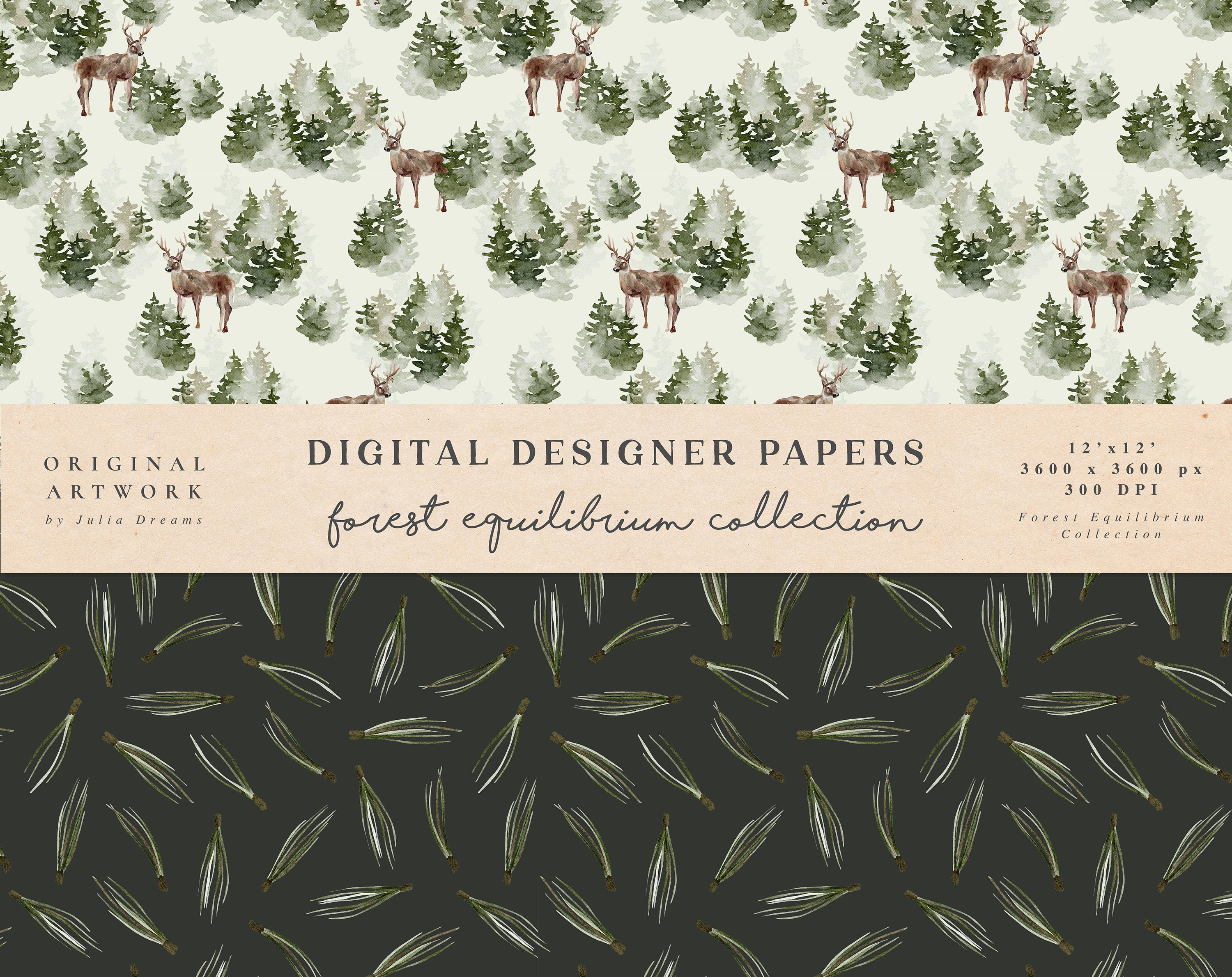 Watercolor Forest Digital Paper Scrapbook Papers Seamless - Etsy