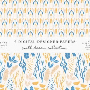 South Dream Digital Papers - Scrapbook Paper Set - Seamless Patterns ...