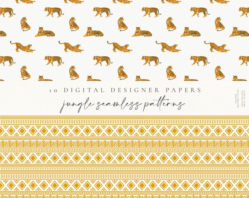 Jungle Digital Paper Scrapbook Paper Seamless Patterns | Etsy
