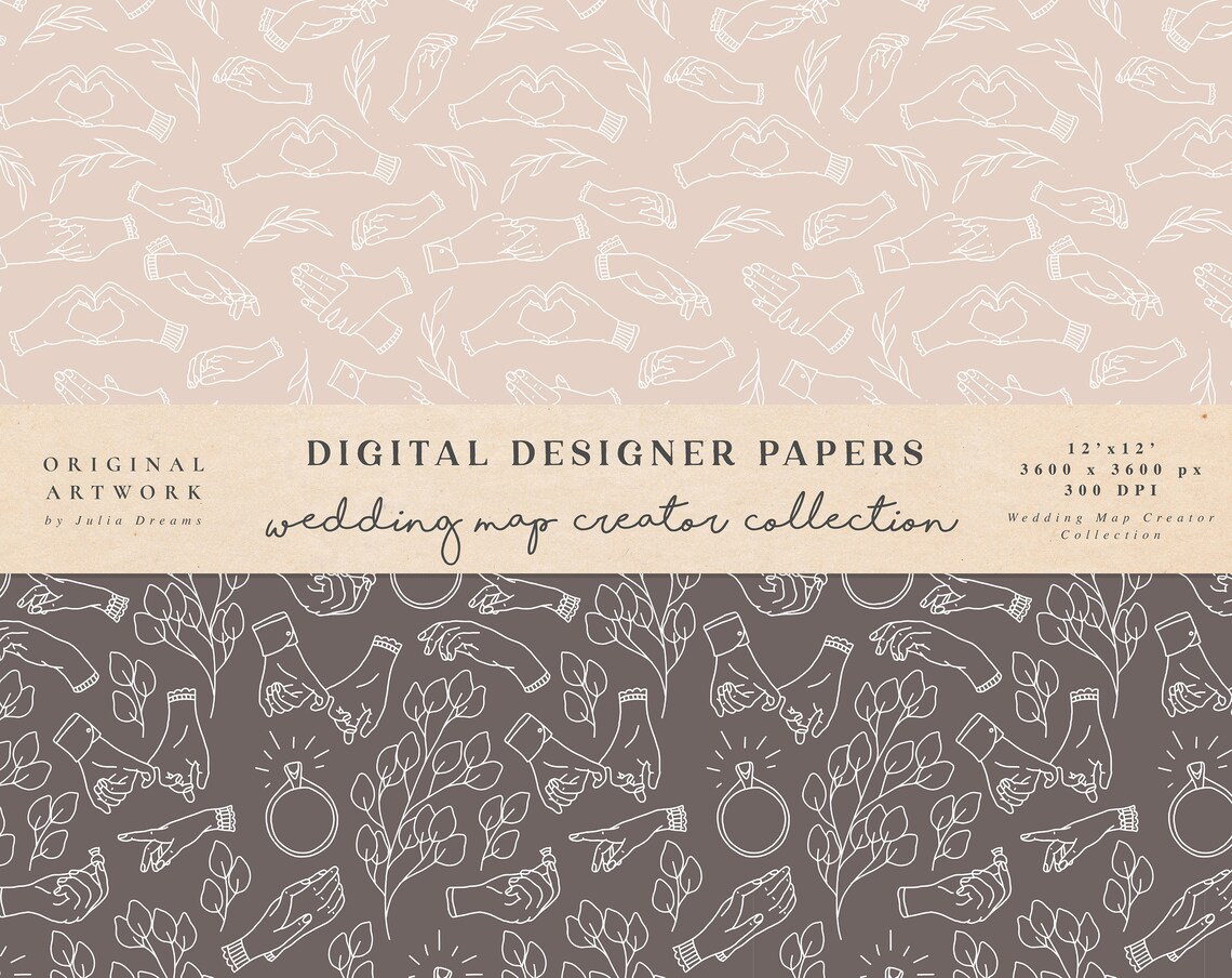 Wedding Digital Paper Scrapbook Papers Seamless Patterns | Etsy