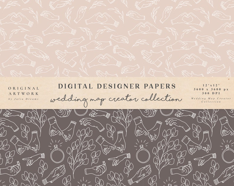 Wedding Digital Paper - Scrapbook Papers - Seamless Patterns - Digital ...