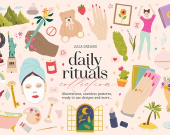 Self Care Clipart Set. Cute Clipart Bundle of Wellbeing and Health, for ...