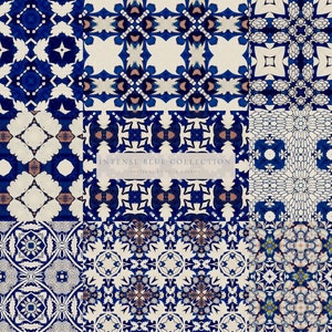 Intense Blue Digital Paper - Scrapbook Papers - Seamless Patterns ...