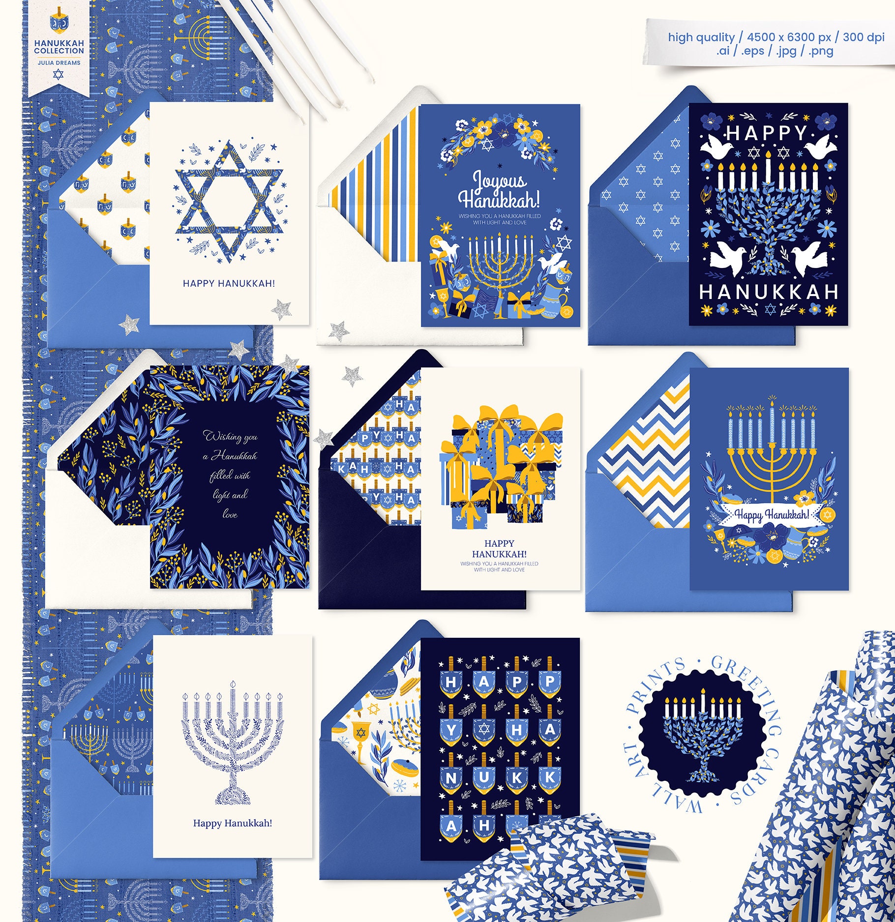 Hanukkah Clipart Digital Download Digital Papers Instant - Etsy
