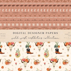 Wild West Watercolor Digital Paper - Western Scrapbook Papers ...