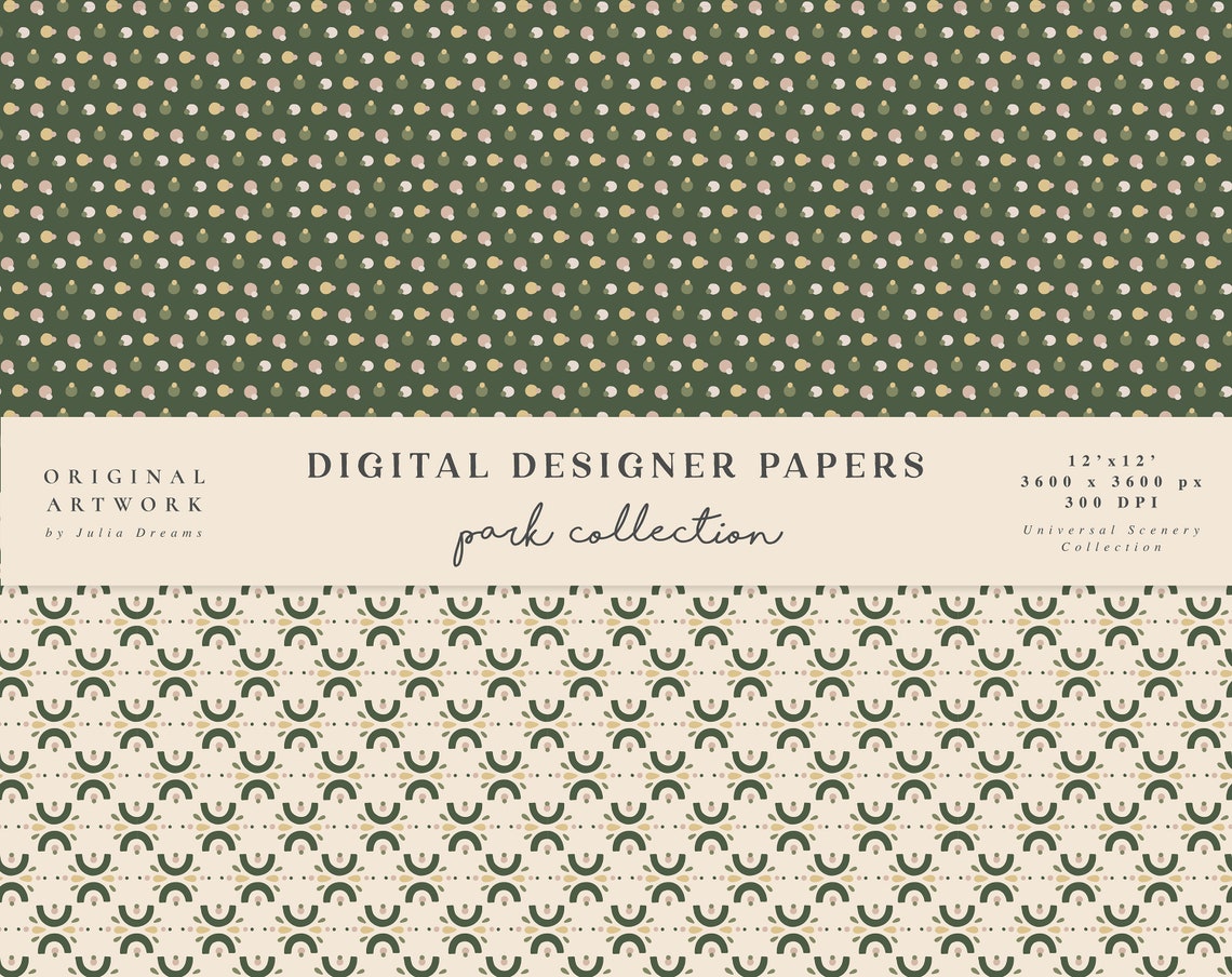 Park Digital Paper Set Scrapbook Paper Seamless Patterns - Etsy