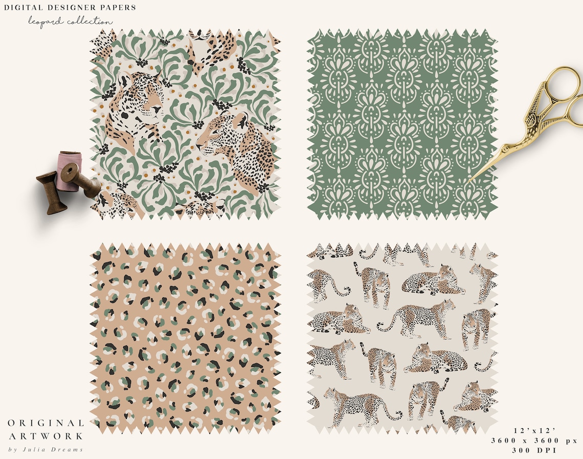 Leopard Digital Papers Commercial Use Scrapbook Paper - Etsy