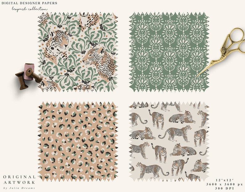 Leopard Digital Papers Commercial Use Scrapbook Paper - Etsy