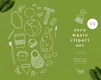 Zero Waste Watercolor Set Sustainable Living Clipart Minimalist ...