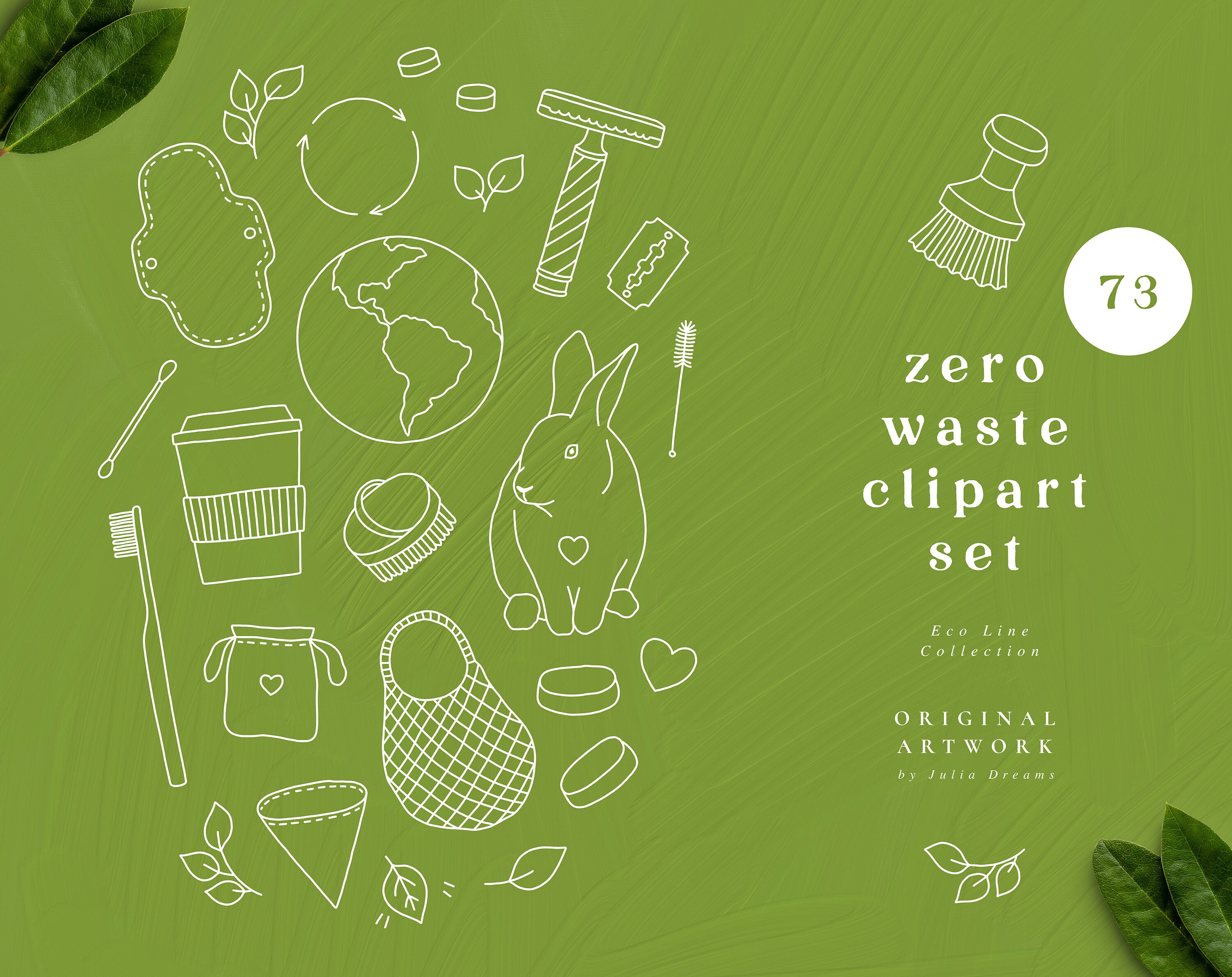 Zero Waste Clipart Set Eco-friendly Logo Sustainable - Etsy