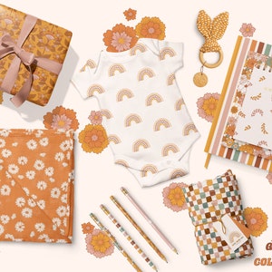 Groovy Boho Digital Papers - Commercial Use - Scrapbook Paper ...