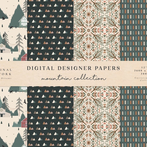 Digital Scrapbook Paper Set Printable Backgrounds Textures - Etsy