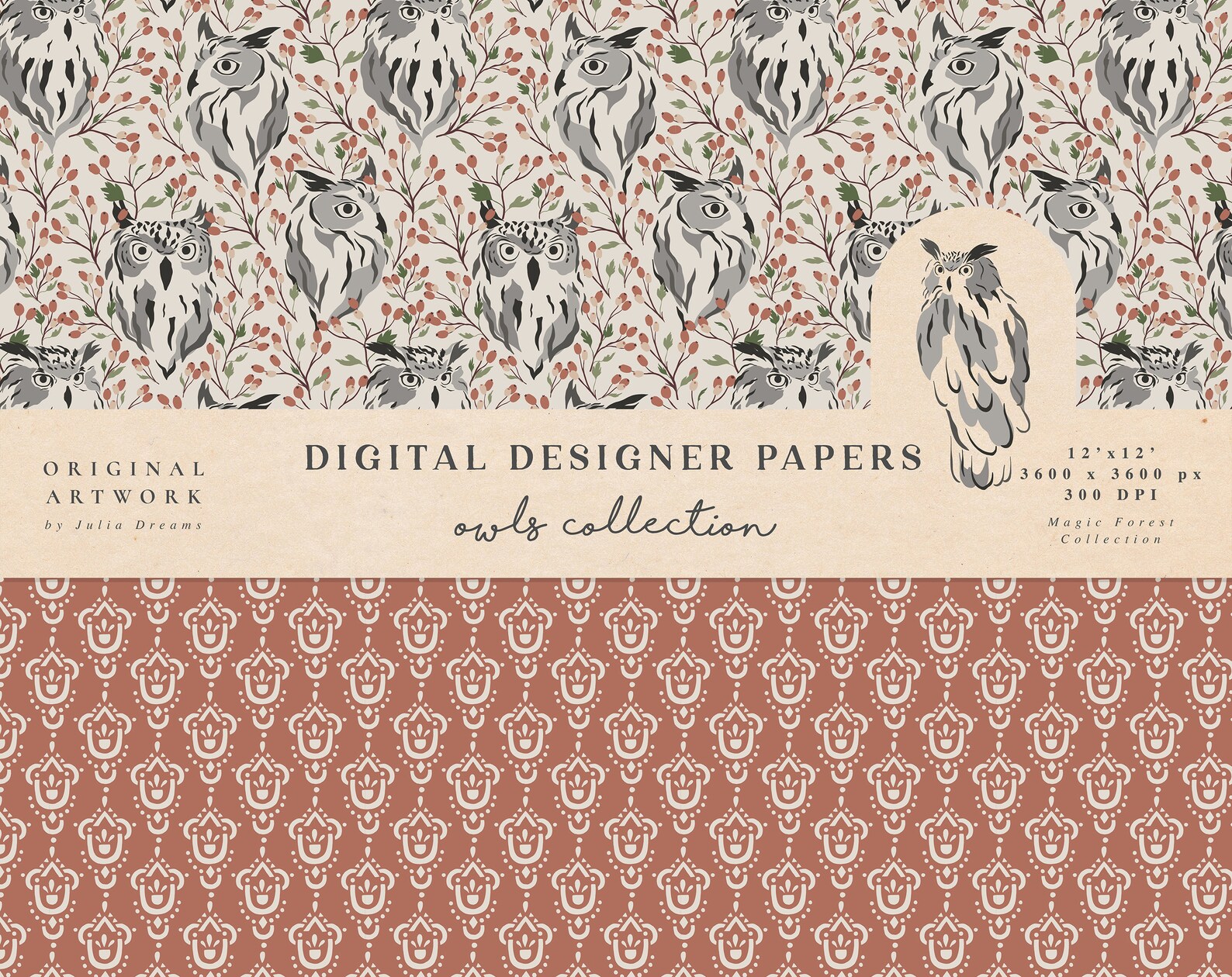 Owls Digital Papers Commercial Use Scrapbook Paper - Etsy