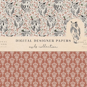 Owls Digital Papers - Commercial Use - Scrapbook Paper - Seamless ...