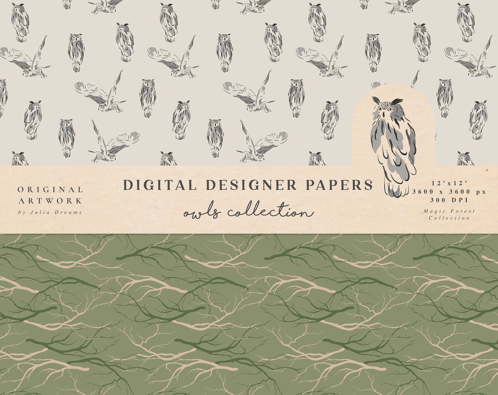 Owls Digital Papers - Commercial Use - Scrapbook Paper - Seamless ...