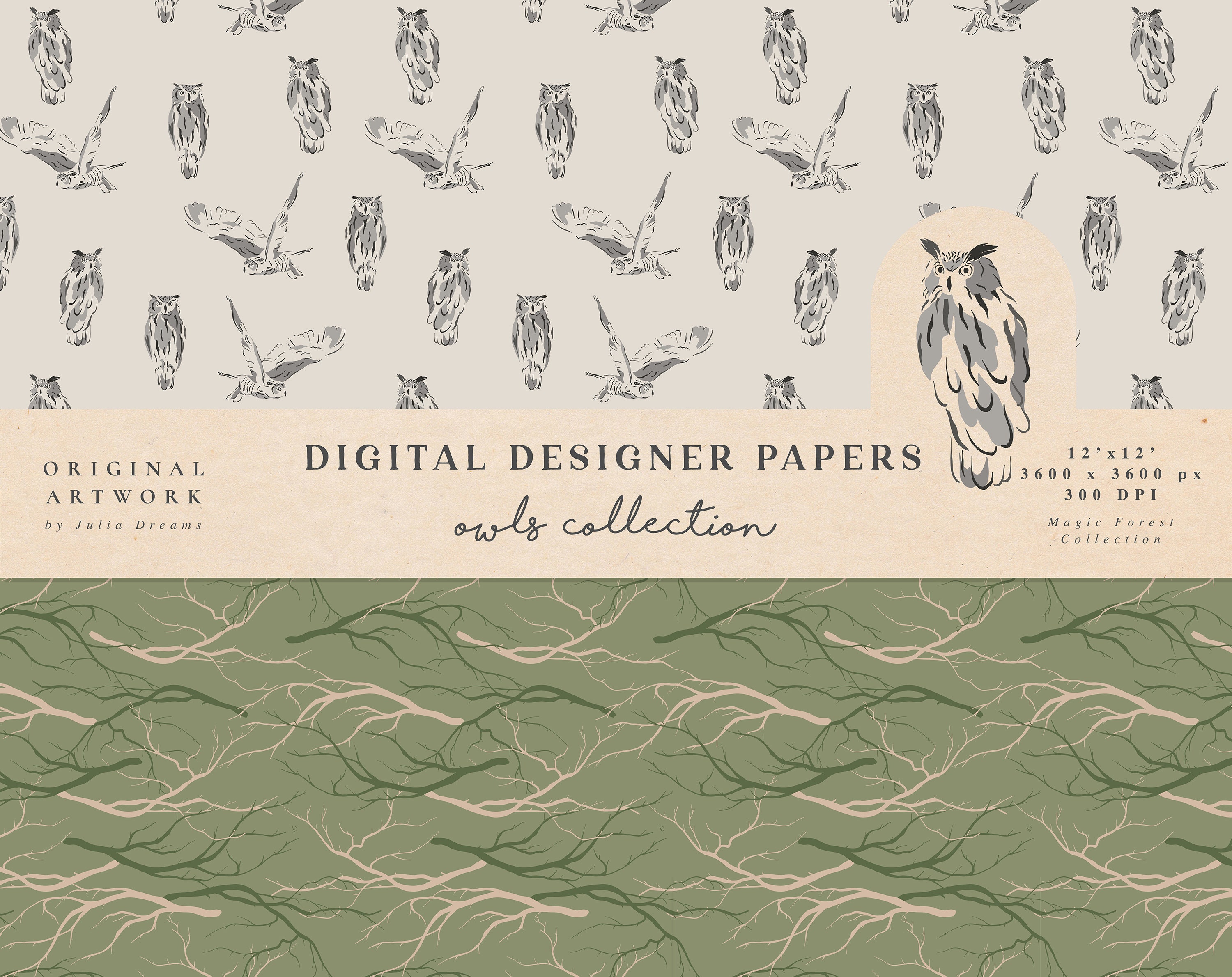 Owls Digital Papers Commercial Use Scrapbook Paper - Etsy