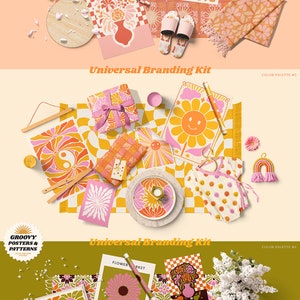 Groovy Posters Patterns Bundle - Boho 70s Logo Digital Clipart ...