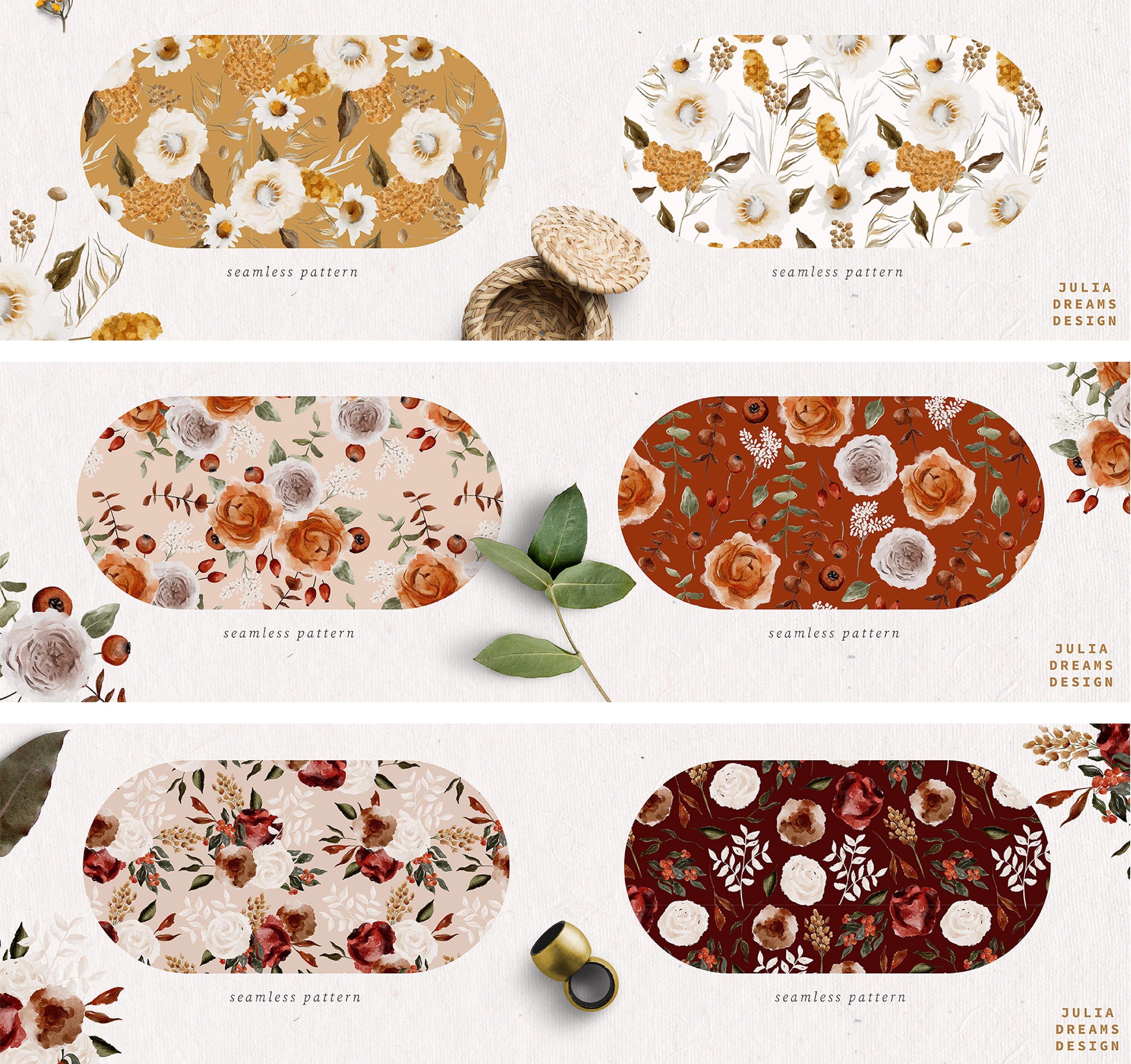 Digital Papers Autumn Set - Scrapbook Papers - Seamless Patterns ...
