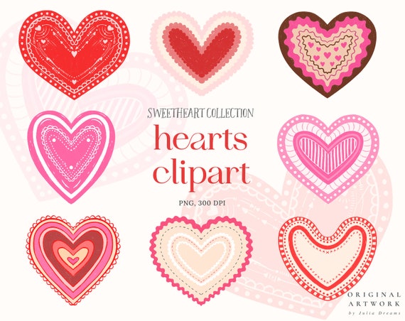 Hearts Digital Clipart Heart Download Instant Download | Etsy