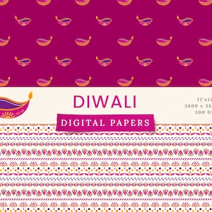 Diwali Digital Papers - Commercial Use - Scrapbook Paper - Seamless ...