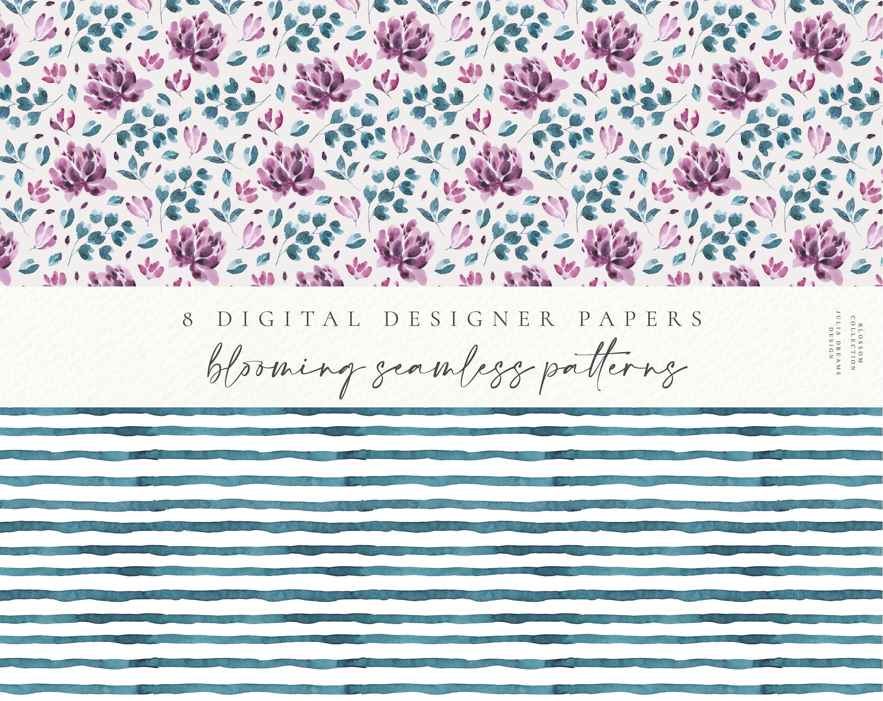 Blooming Digital Paper Scrapbook Papers Seamless Patterns | Etsy