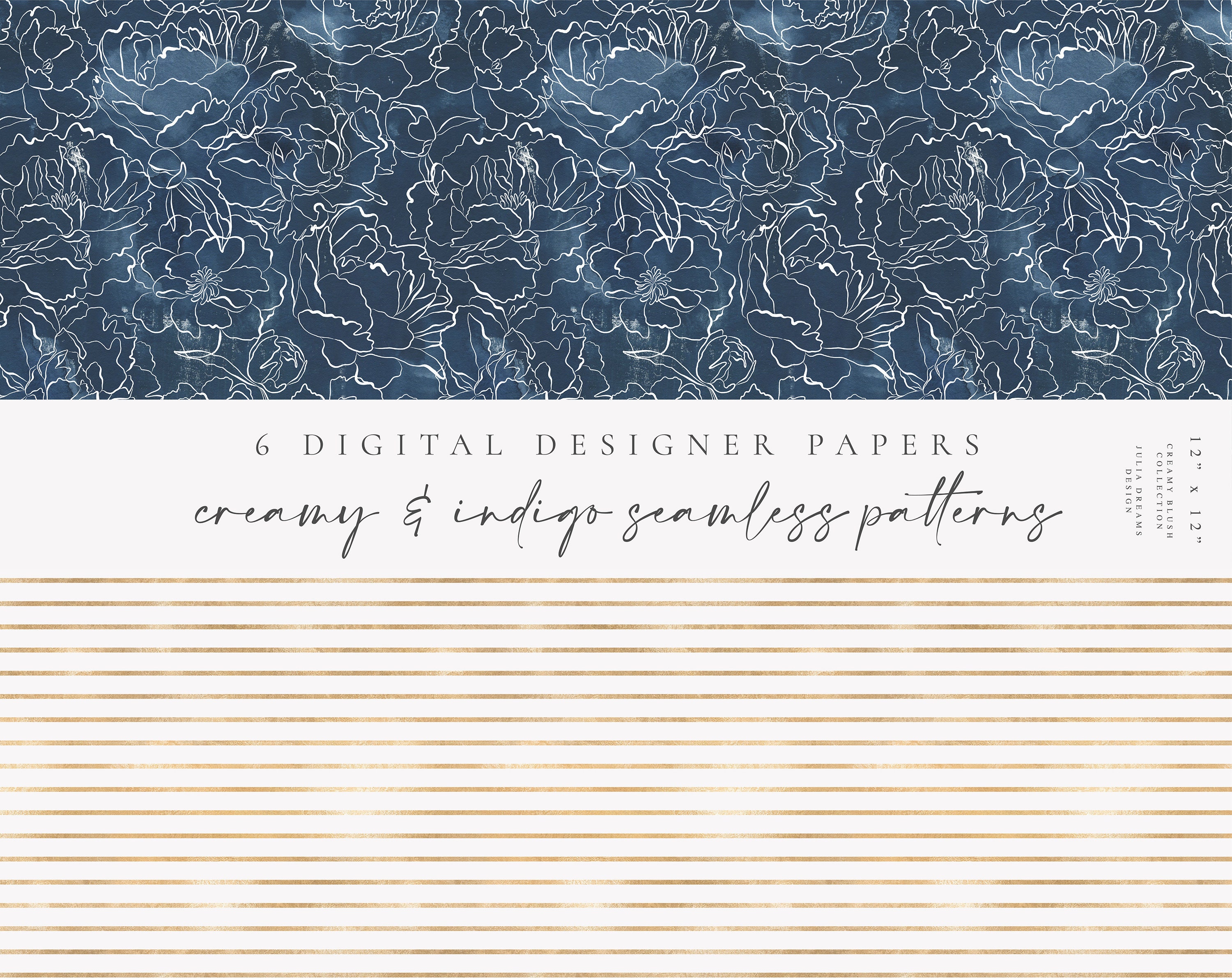 Creamy and Indigo Digital Paper Scrapbook Papers Seamless - Etsy