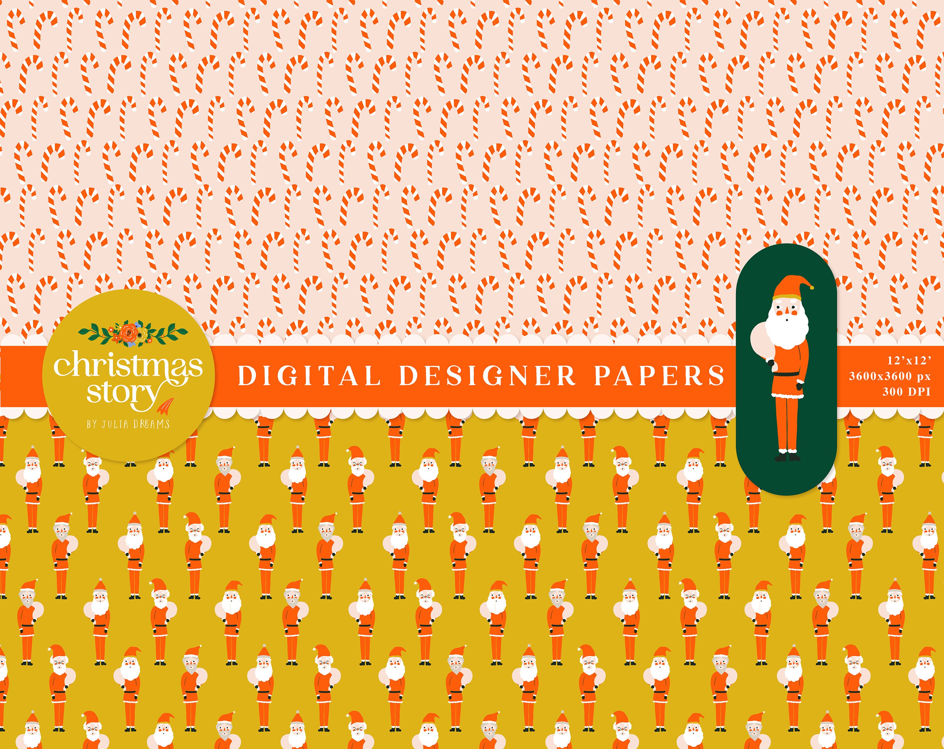 Christmas Story Digital Paper Set 2 - Santa Scrapbook Paper - Seamless ...