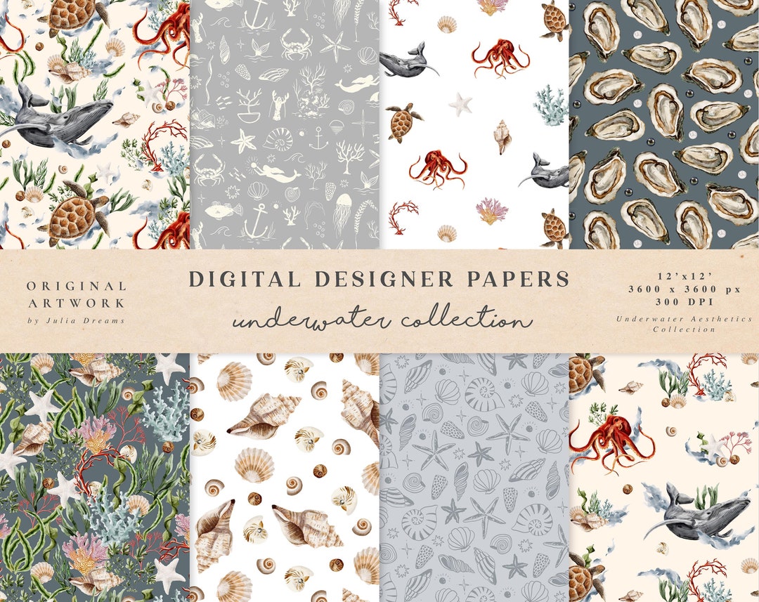 Underwater Watercolor Digital Paper - Scrapbook Papers - Seamless ...