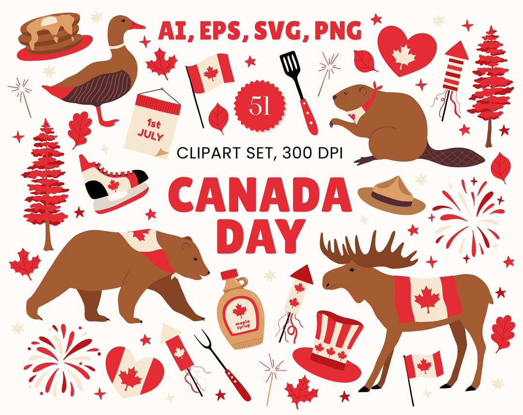 Canada Day Clipart Set - Cute 1 July First Download - Digital Papers ...