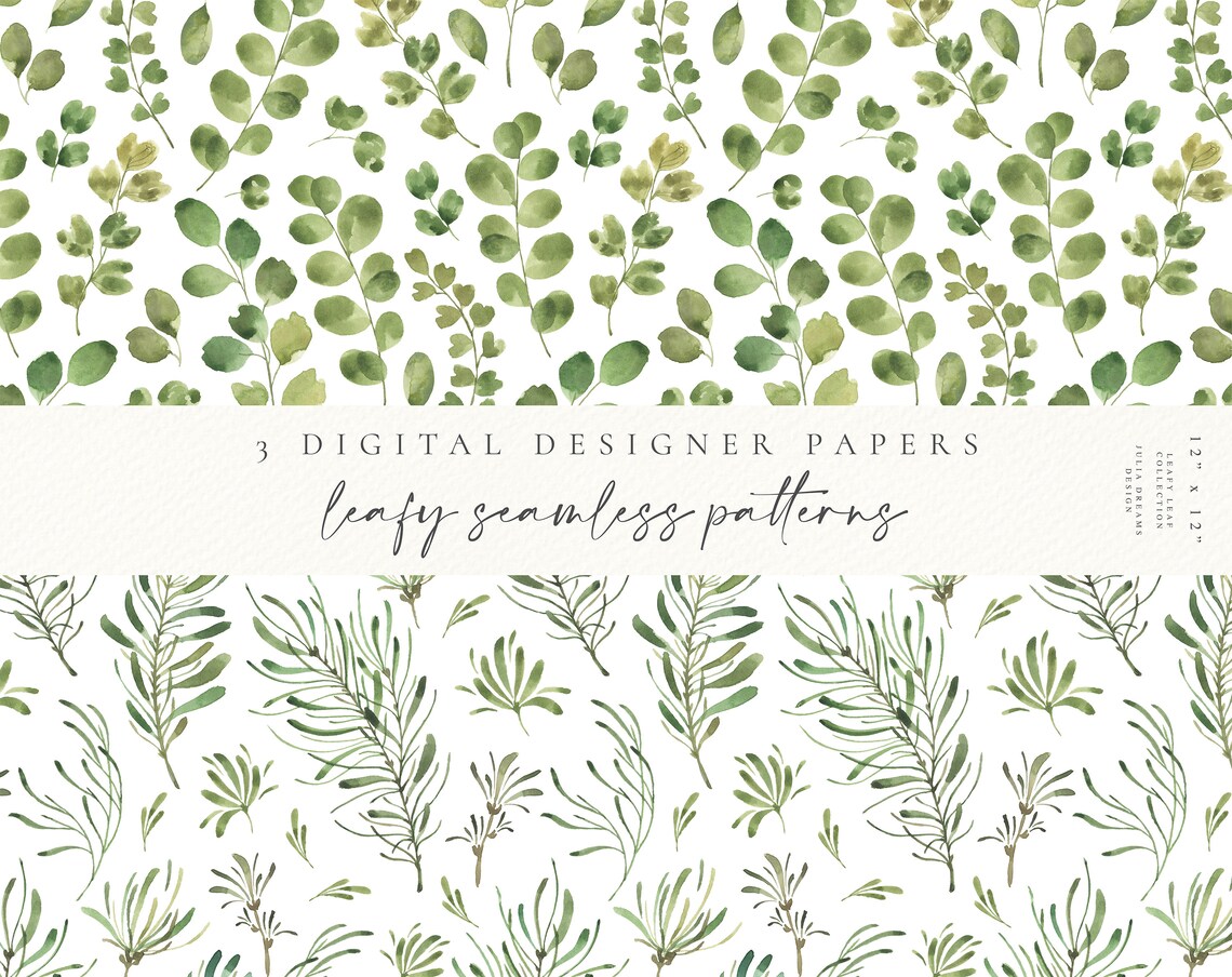 Leaf Digital Paper Scrapbook Papers Seamless Patterns - Etsy