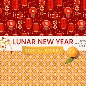 Lunar New Year Chinese Digital Papers - Commercial Use - Scrapbook ...