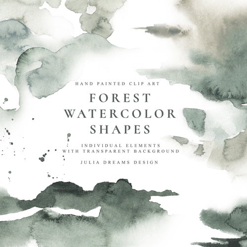 Forest Watercolor Shapes Clipart Splashes Watercolor - Etsy