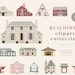 Buildings Clipart Set - Hand Drawn Country House - Digital PNG Vector ...