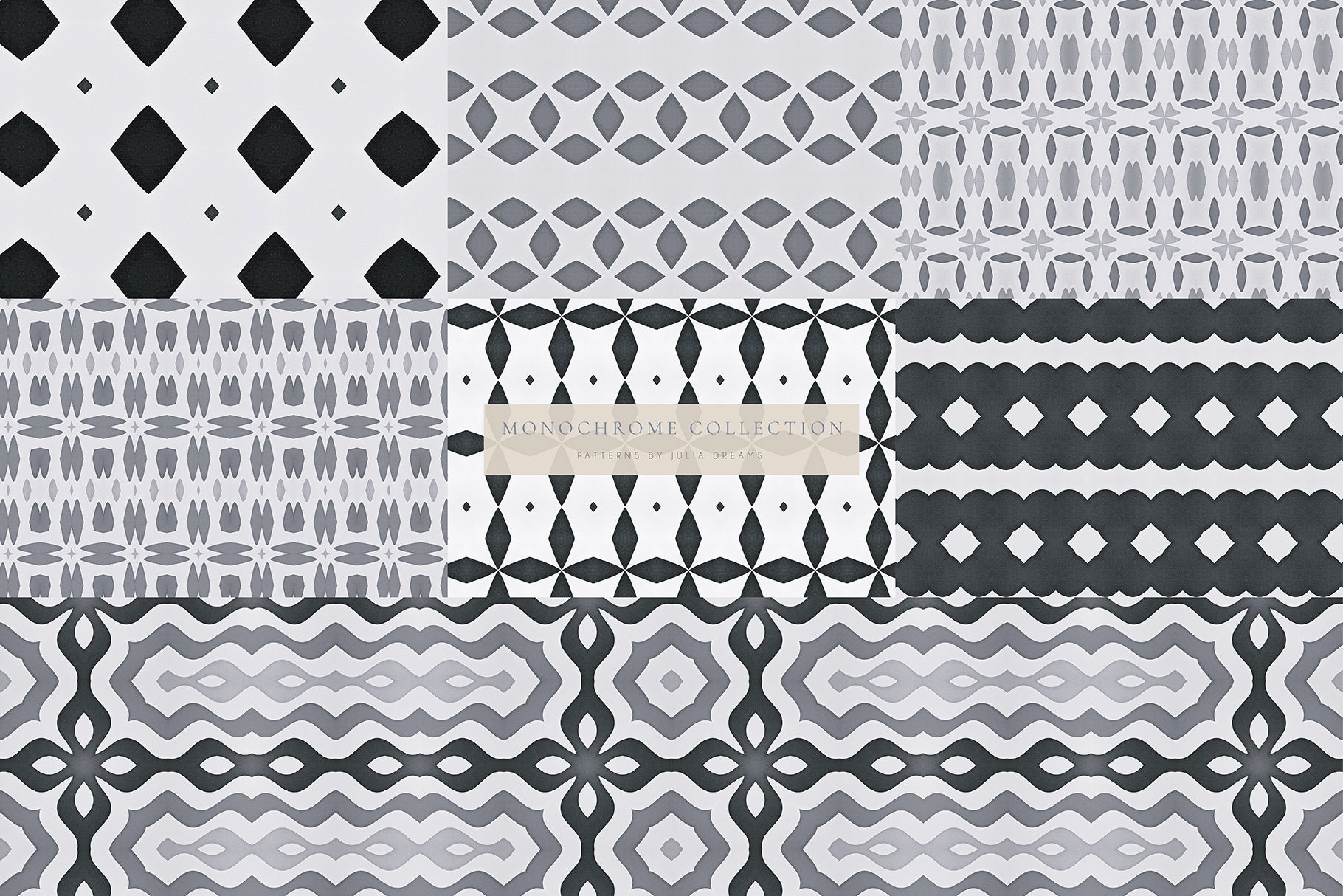 Monochrome Digital Paper - Scrapbook Papers - Seamless Patterns ...