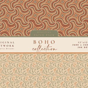 Boho Digital Paper - Scrapbook Paper - Seamless Patterns - Digital ...