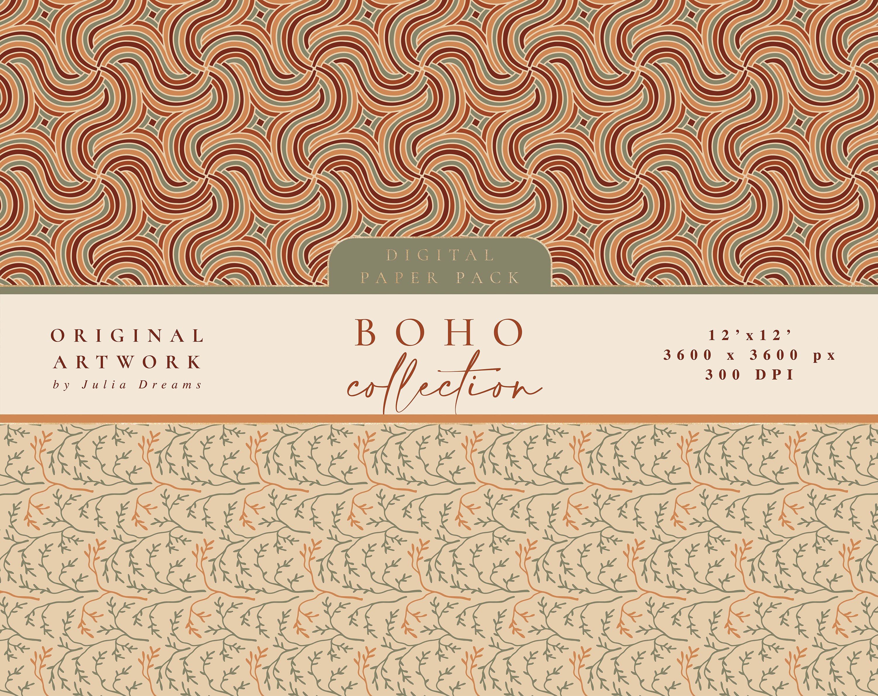 Boho Digital Paper Scrapbook Paper Seamless Patterns | Etsy