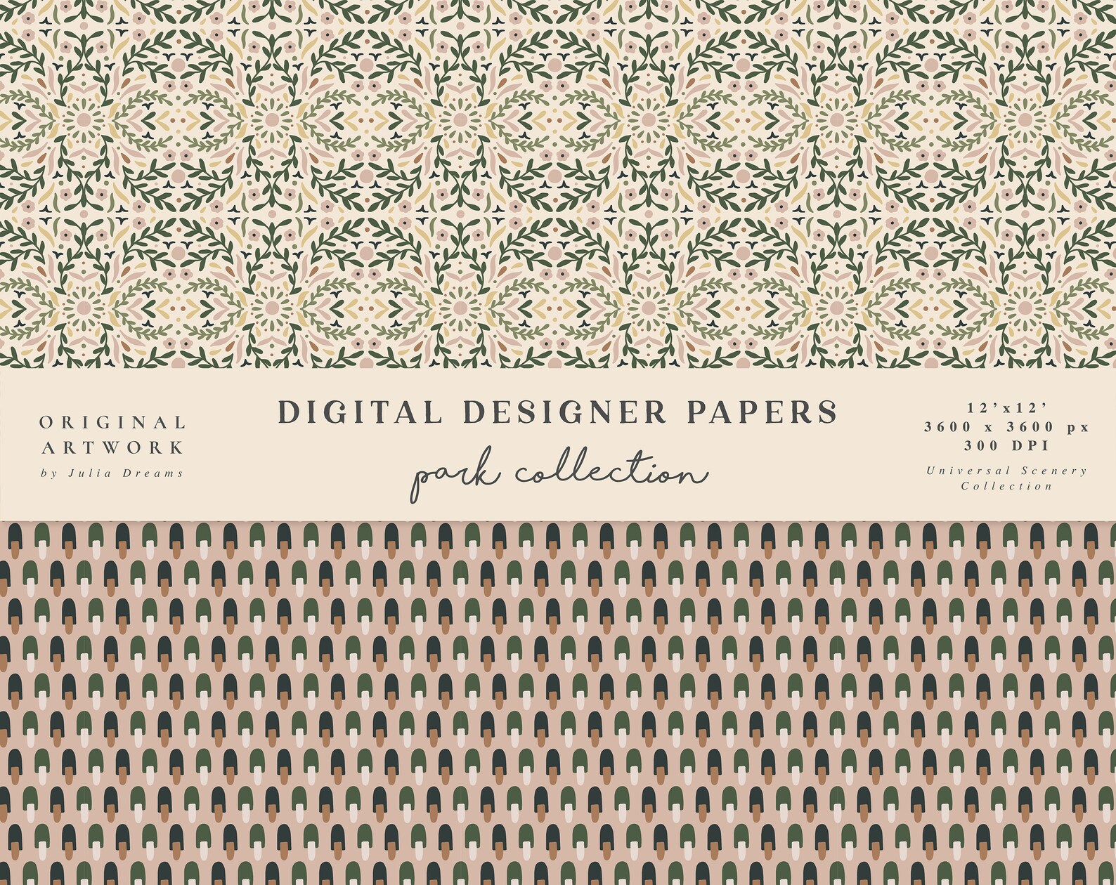 Park Digital Paper Set Scrapbook Paper Seamless Patterns - Etsy