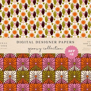 70s Style Digital Papers - Commercial Use - Scrapbook Paper - Seamless ...