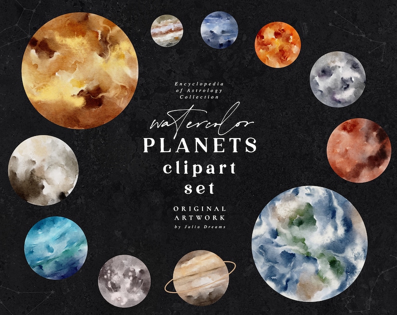Watercolor Planets Clipart Set - Solar System Download - Commercial Use ...